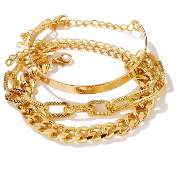 Zara | Jewelry | Zara 3x Bohemian Gold Chain Bracelet Set | Poshmark